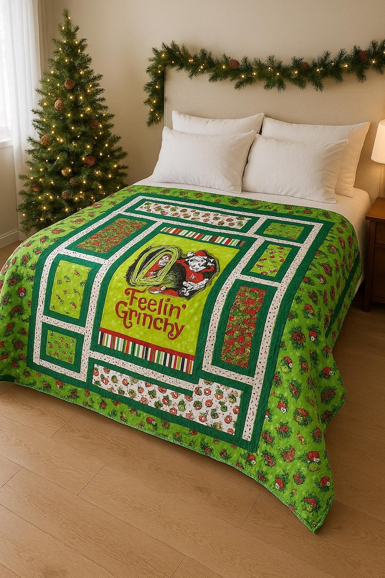 Grinch Fabric Quilt Kit | FREE PATTERN | Holiday Quilt Kit for ...