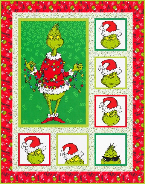 FREE PATTERN Christmas Mischief Grinch Quilt Kit by Robert Kaufman - Etsy