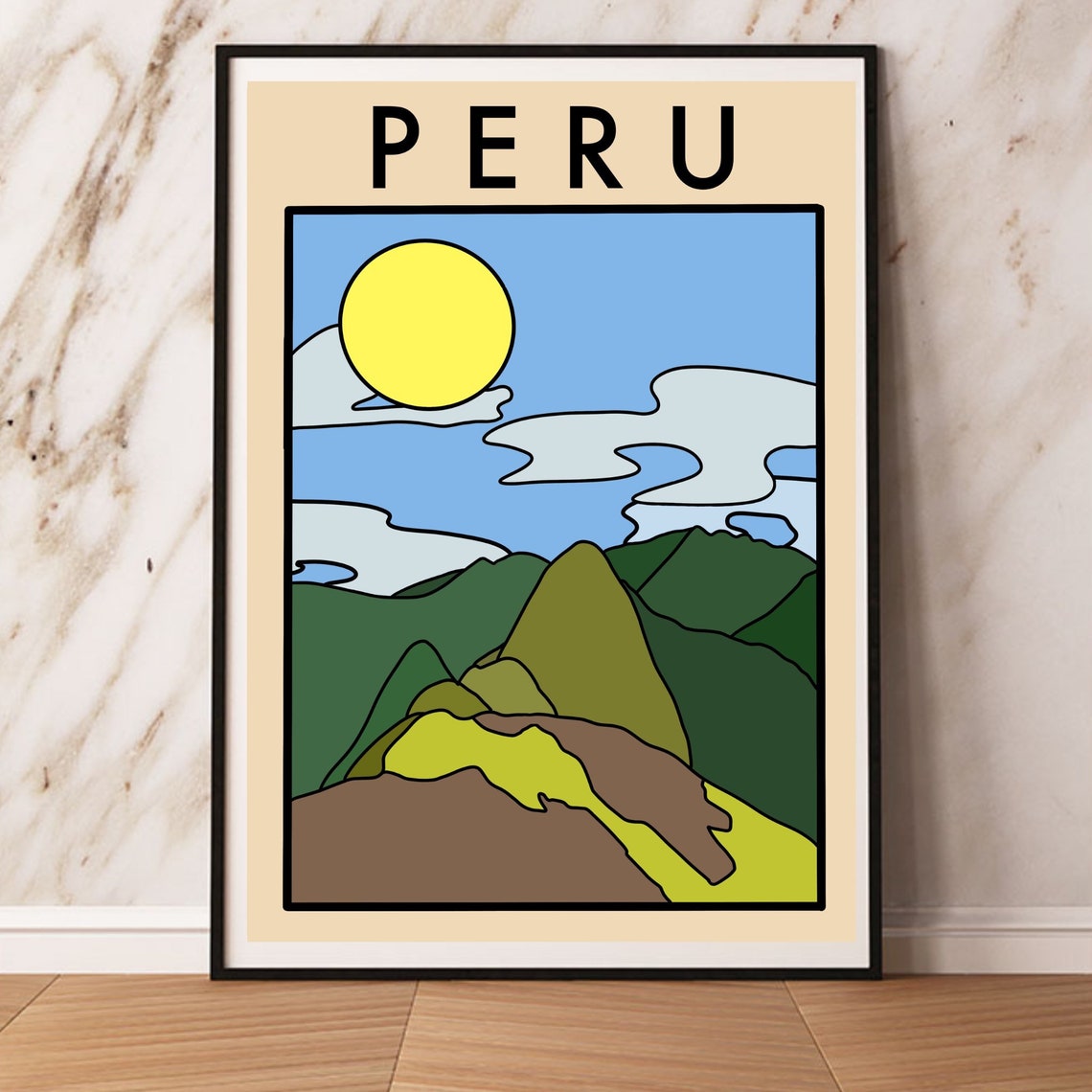 Minimalist Abstract Peru Travel Artwork Print Gift for Him | Etsy