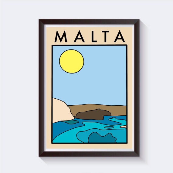 Minimalist Abstract Malta Travel Artwork Print Gift for Him | Etsy