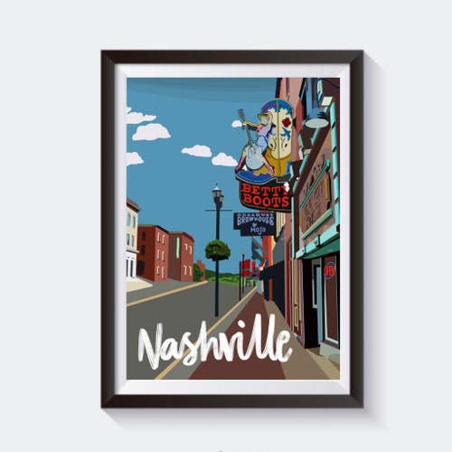 Nashville Print Tennessee Poster Travel Poster - Etsy