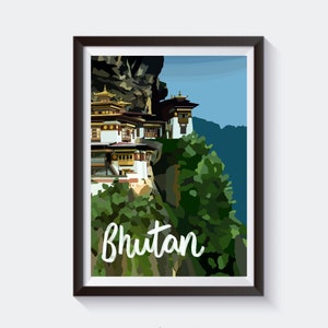 Bhutan, South Asia Travel Artwork Print | Gift for Him/her/friend ...