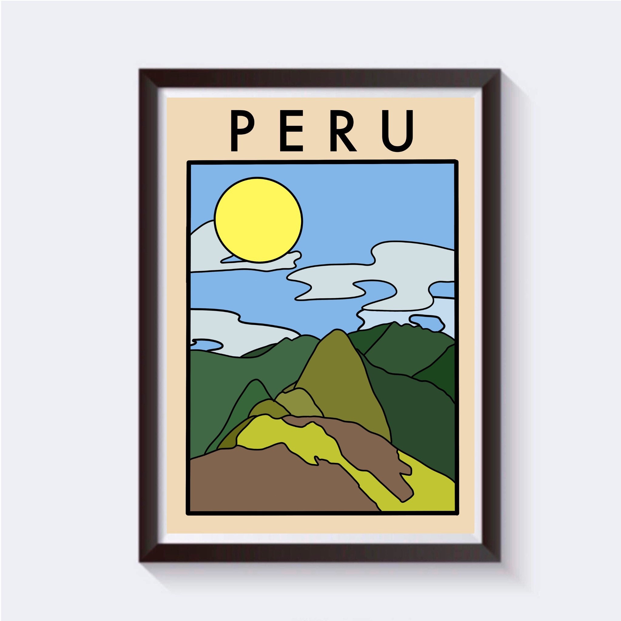 Minimalist Abstract Peru Travel Artwork Print Gift for Him | Etsy