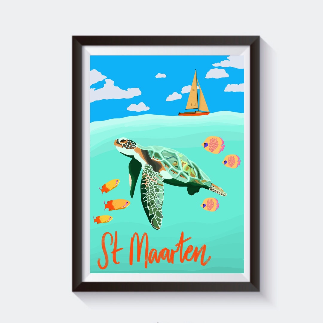 St Maarten Caribbean Travel Artwork Print Birthday/wedding - Etsy