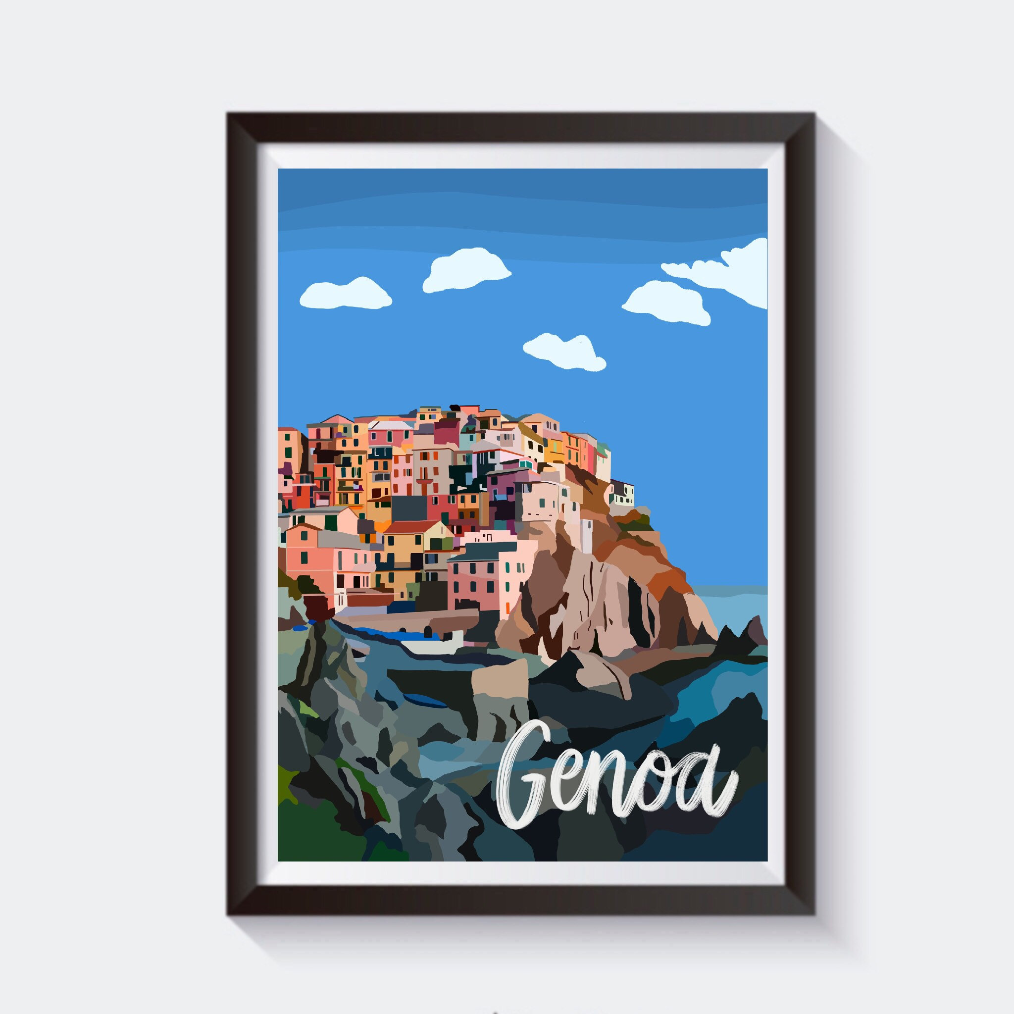 Genoa Italy Travel Artwork Print Gift for Him / Her / | Etsy