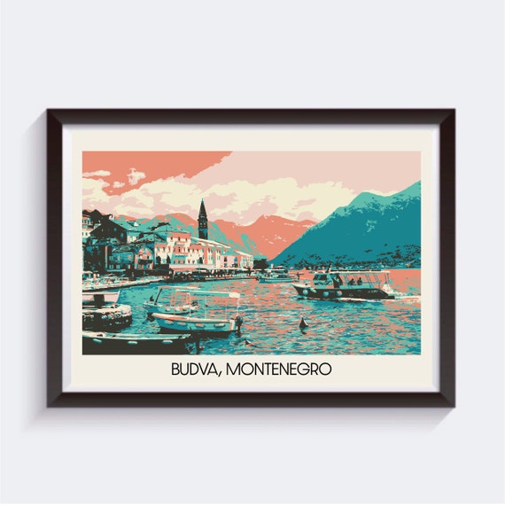 Budva Montenegro Postcard Style Travel Print Gift for - Etsy