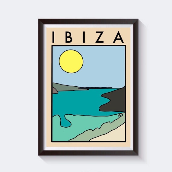 Minimalist Abstract Ibiza Travel Artwork Print Gift for Him | Etsy
