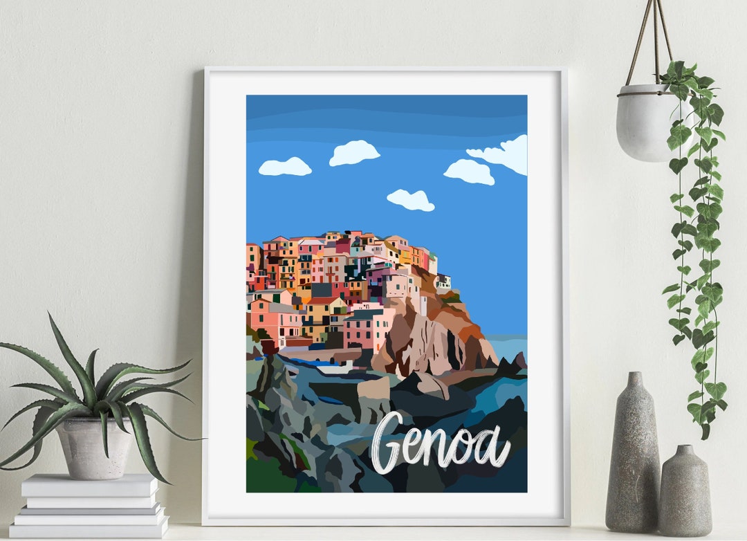 Genoa, Italy Travel Artwork Print | Gift for Him/her | Genova Liguria ...