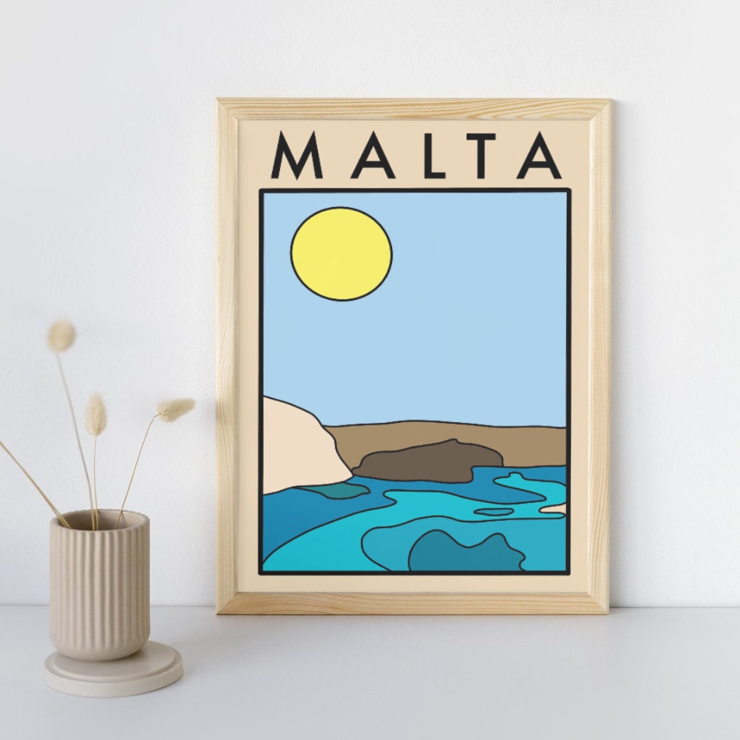 Minimalist, Abstract Malta Travel Artwork Print | Gift for Him / Her ...