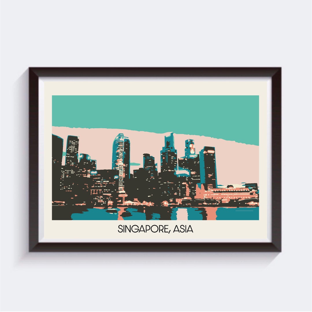 Singapur Asia Postcard Style Travel Print / Regalo de - Etsy España