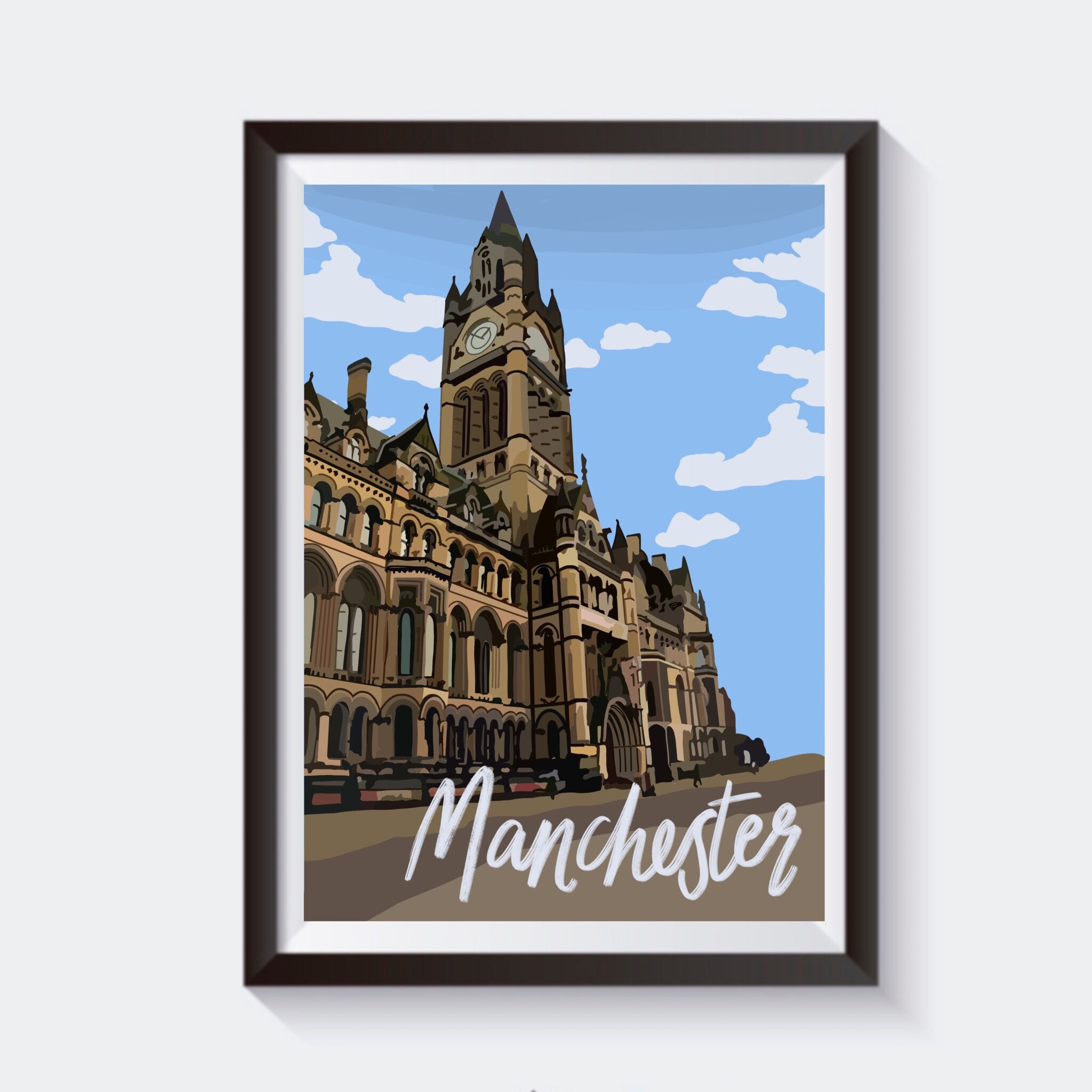 Manchester England Travel Artwork Print Gift for Him / Her | Etsy