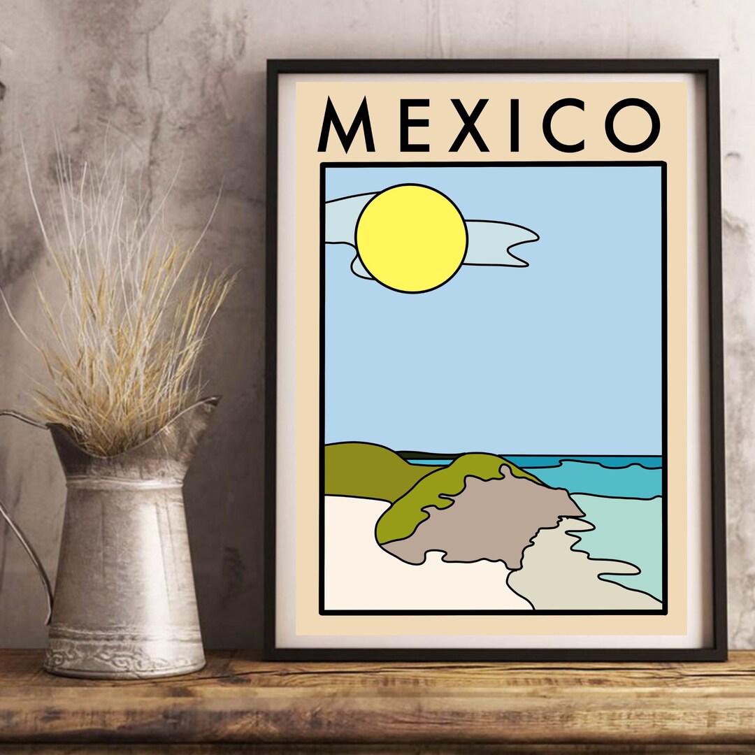 Minimalist, Abstract Mexico Travel Artwork Print | Gift for Him / Her ...