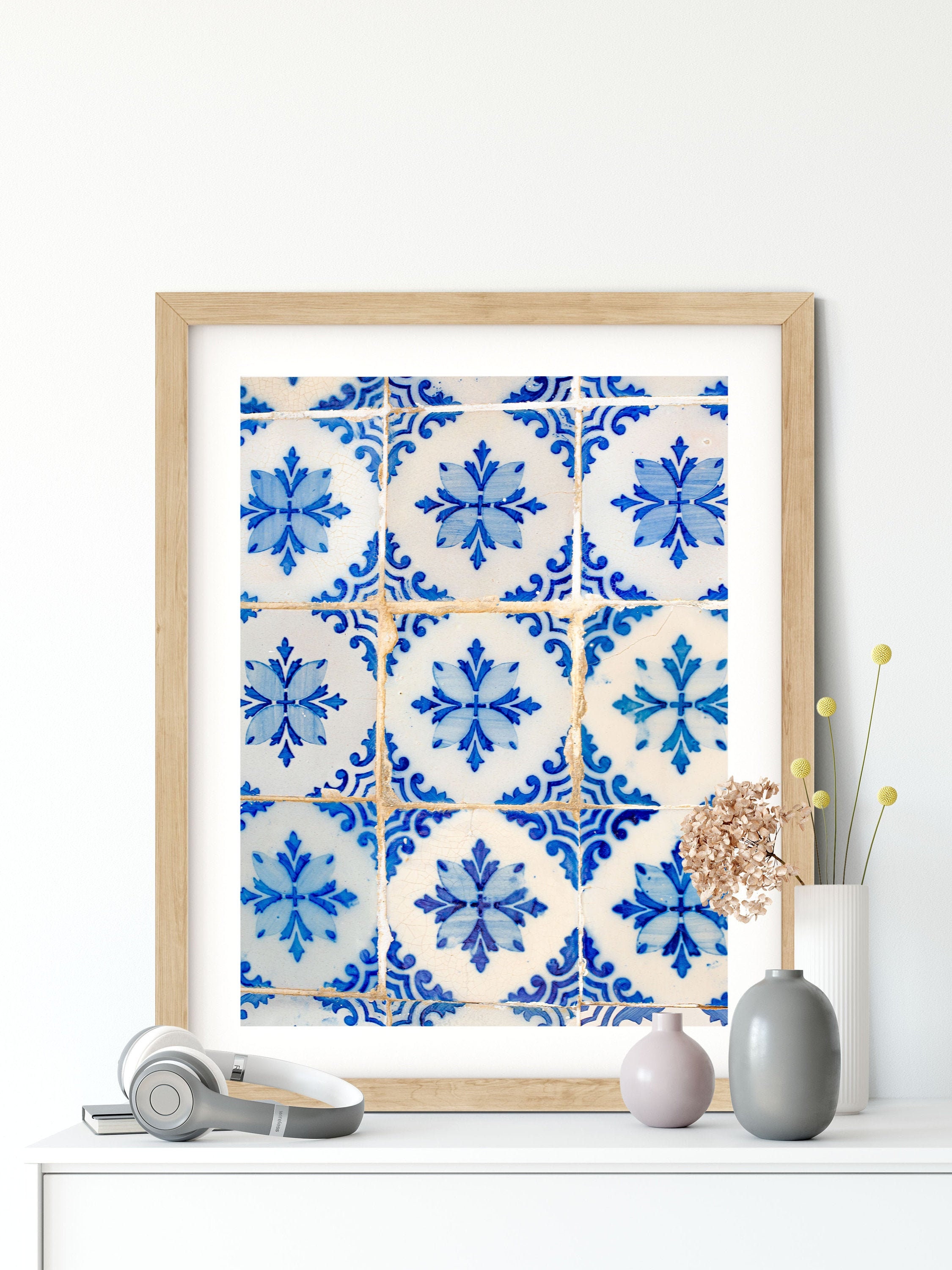 Portuguese Tile Print, Blue Tiles Print, Indigo Blue Decor, Azulejo ...