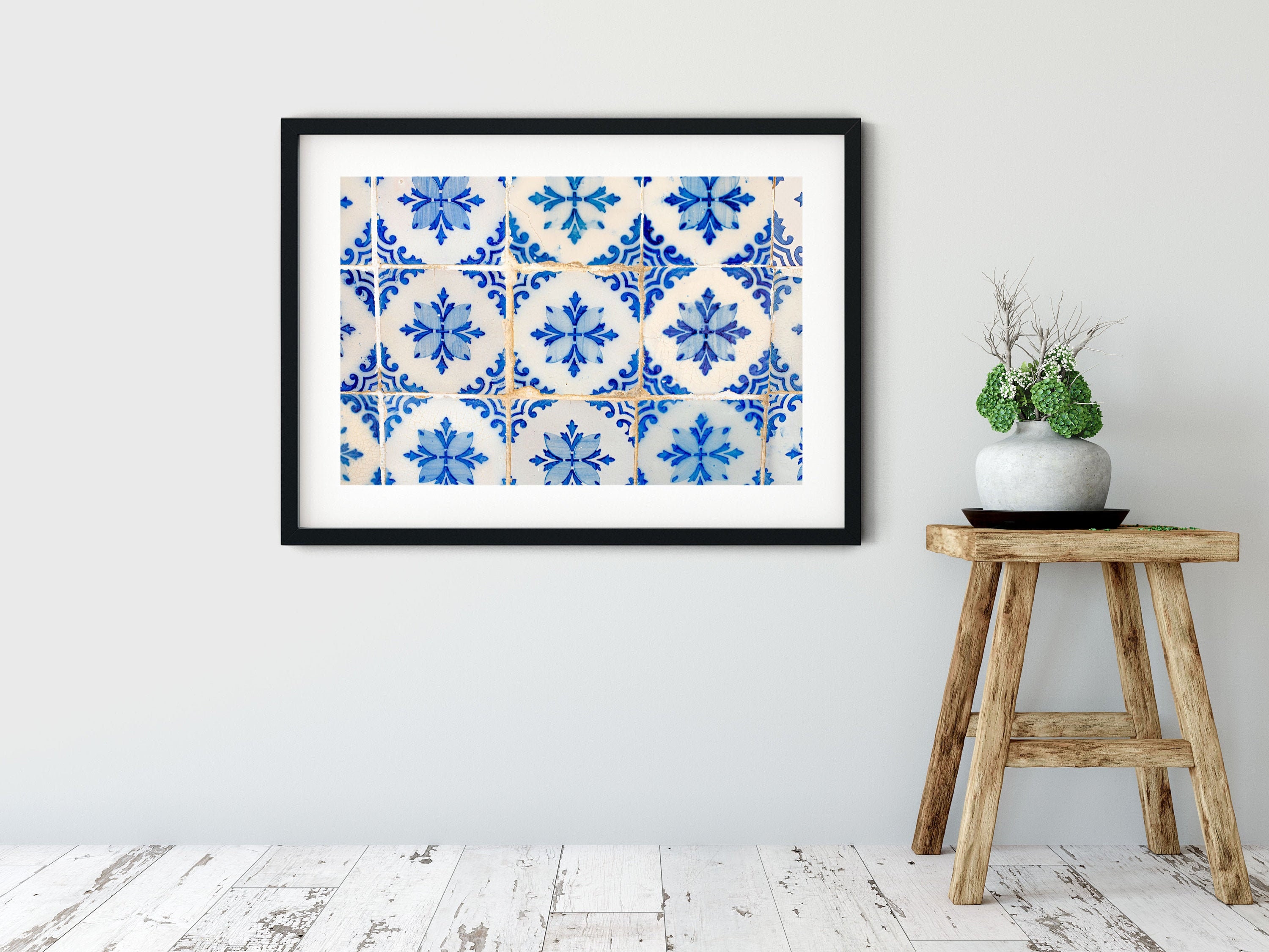 Portuguese Tile Print, Blue Tiles Print, Indigo Blue Decor, Azulejo ...