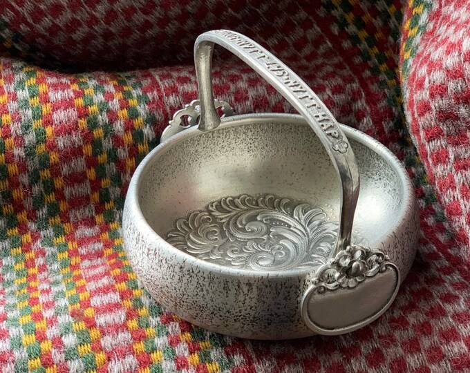 Norwegian Pewter Bowl , Norwegian Eik Tinn , Pewter Basket With Handle ...