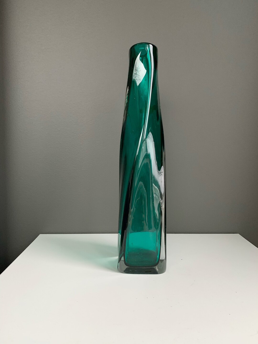 Green Glass Twisted Vase Norwegian Glass Vase Magnor - Etsy