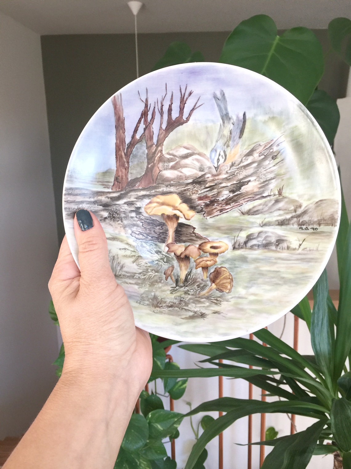 Cottagecore Ceramic Plate Mushrooms and Birds Ceramic Wall | Etsy