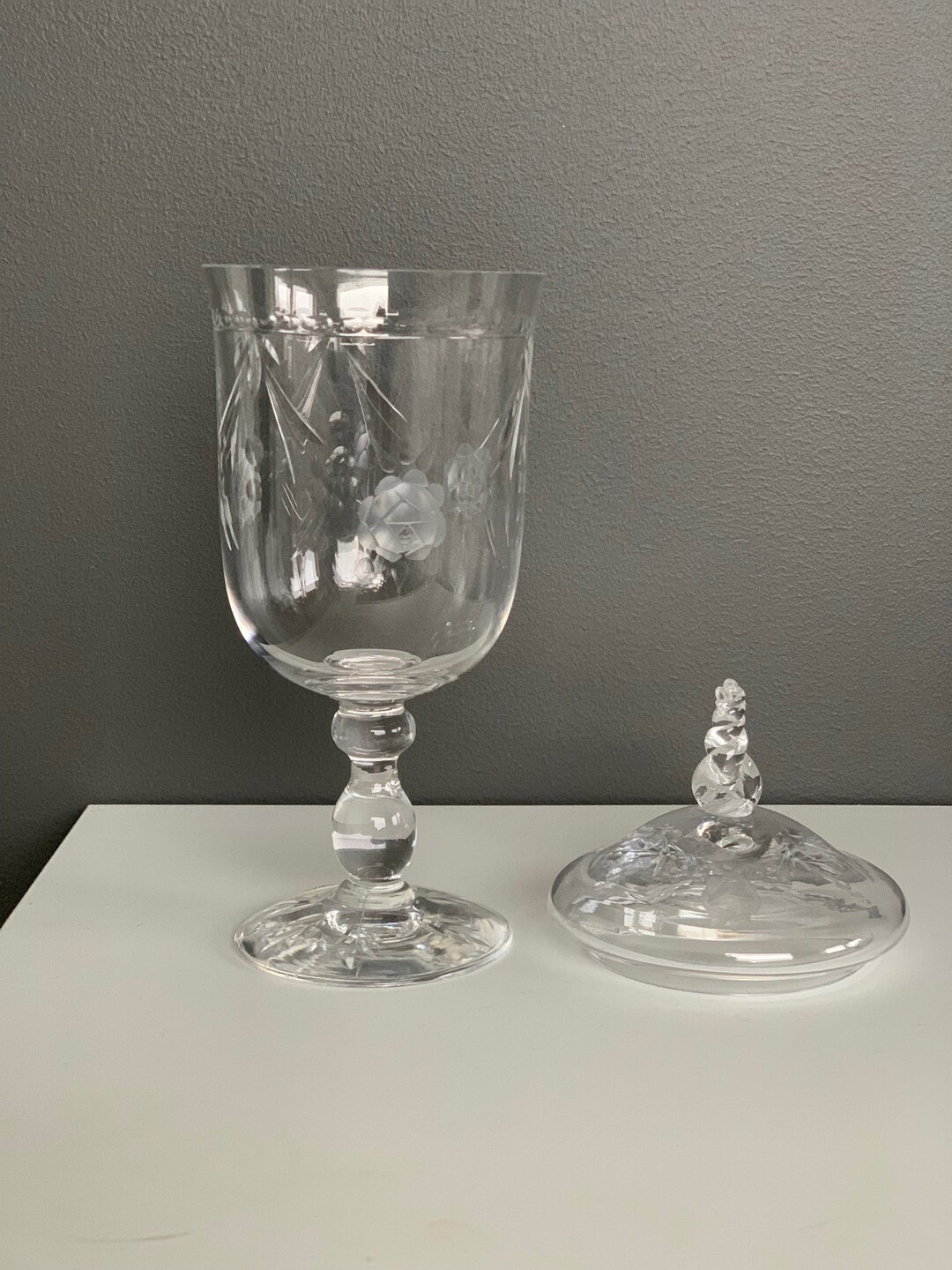 Swedish Glass Pedestal With Lid , Fritz Kallenberg for Boda Glass , 50s ...