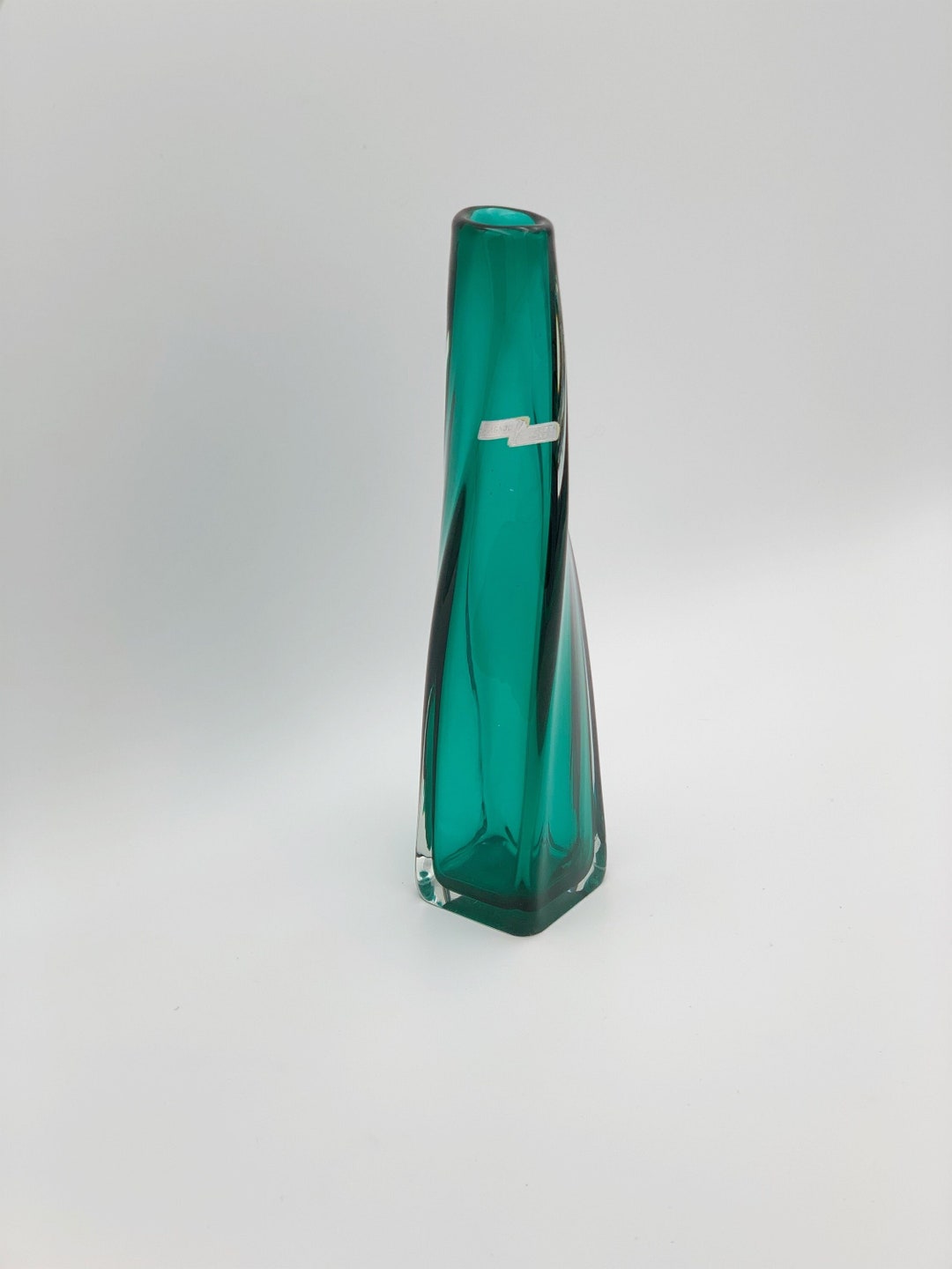 Green Glass Twisted Vase , Norwegian Glass Vase Magnor - Etsy