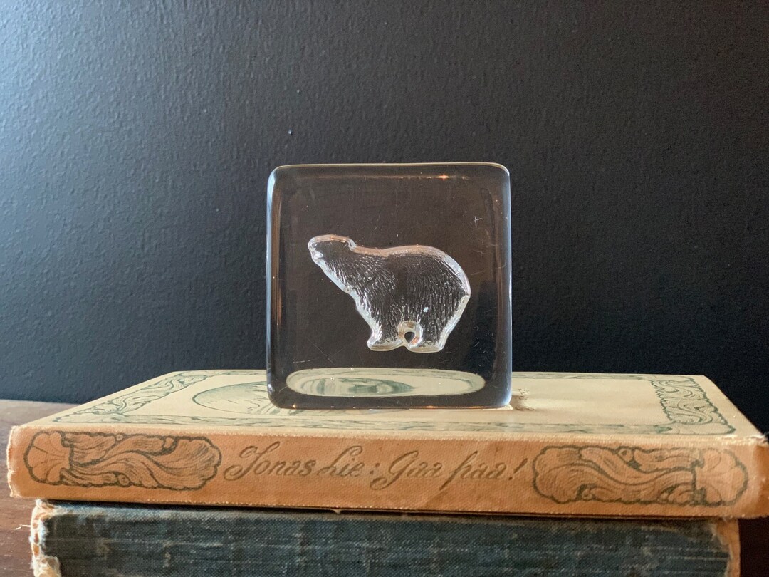 Glass Block Paperweight , Hadeland Norway Glass , Paperweight Polar ...