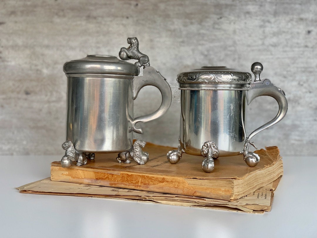 Norwegian Pewter Tankard With Lid: Lion & Bird Feet Mugs - Etsy