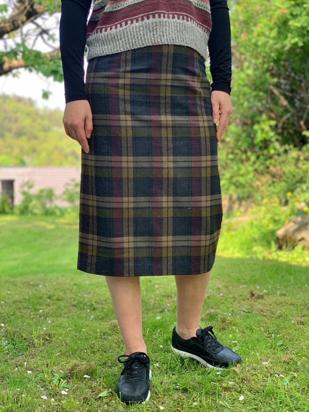 Gor Ray Wool Skirt , Pensil Straight Dark Wool Skirt Vintage - Etsy