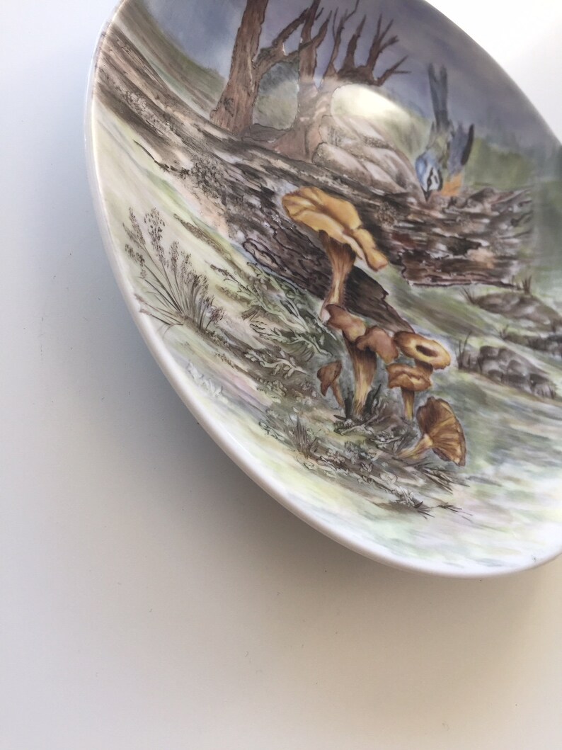 Cottagecore Ceramic Plate Mushrooms and Birds Ceramic Wall - Etsy