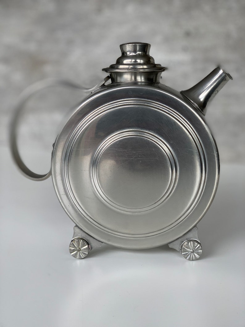 Round Pewter Coffee Pot Norwegian Pewter Decorative Metal Tea - Etsy