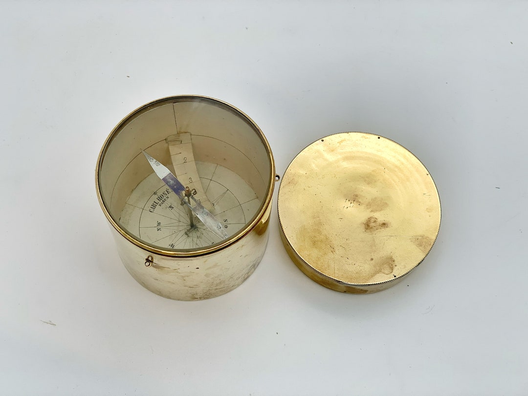 Antique Brass Mining Compass With Lid, Made by Carl Rosen Falund Sweden ...