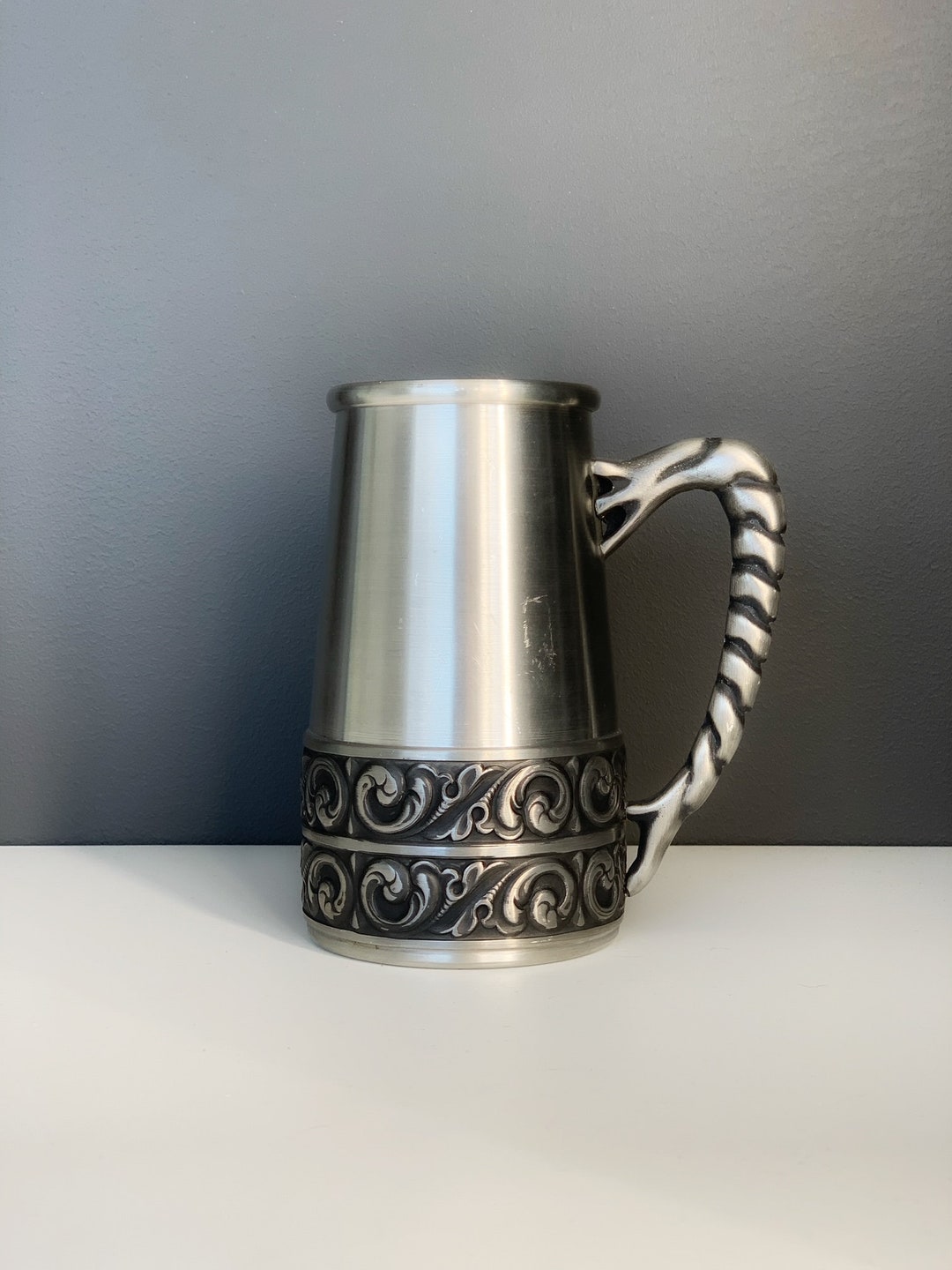 Pewter Tankard Beer Mug Norwegian Pewter Norsk Tinn Mens Cave Trolls ...