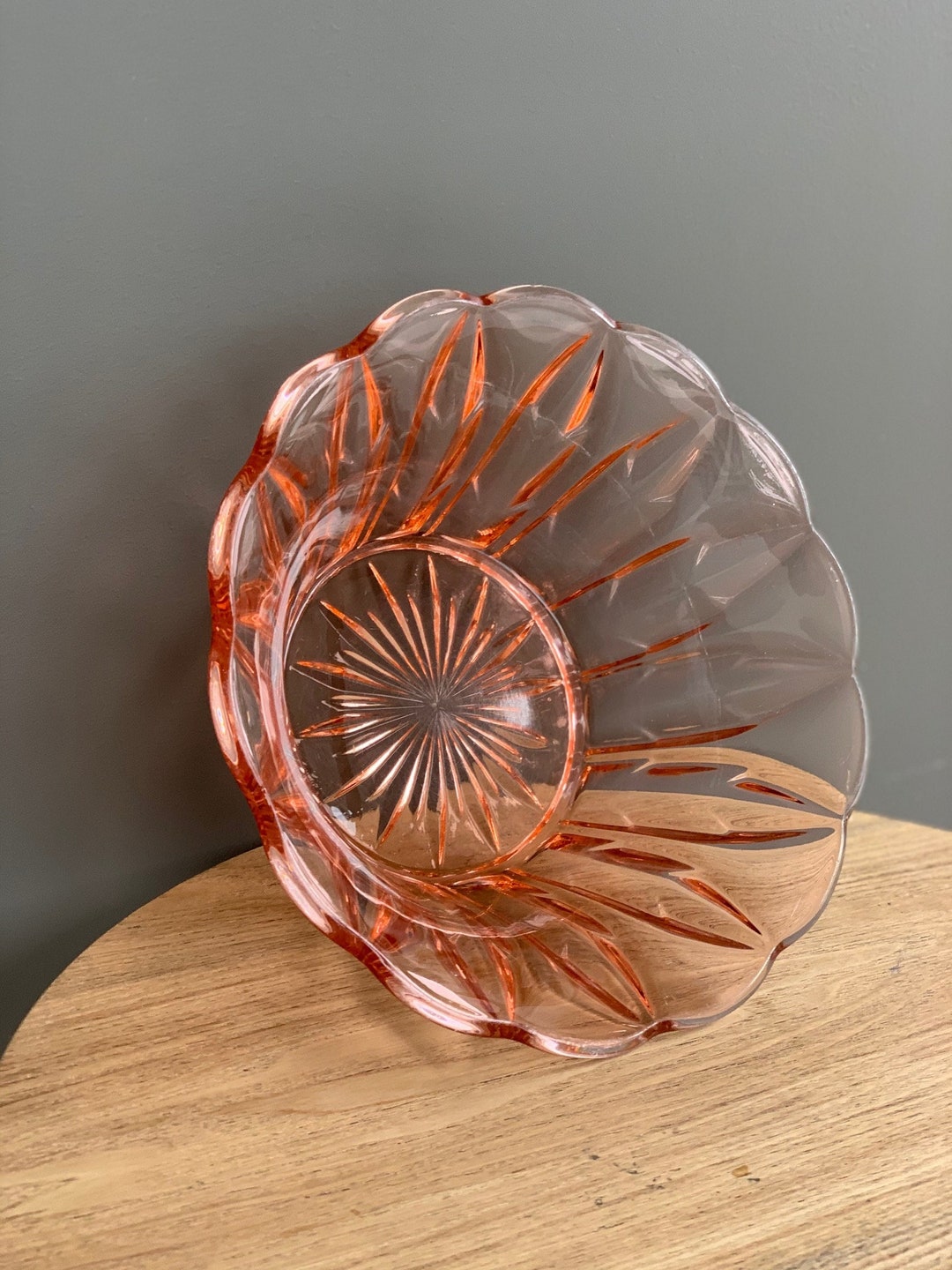 Norwegian Hadeland Glass , Pink Pressed Glass Bowl , Art Deco Glass 30s ...