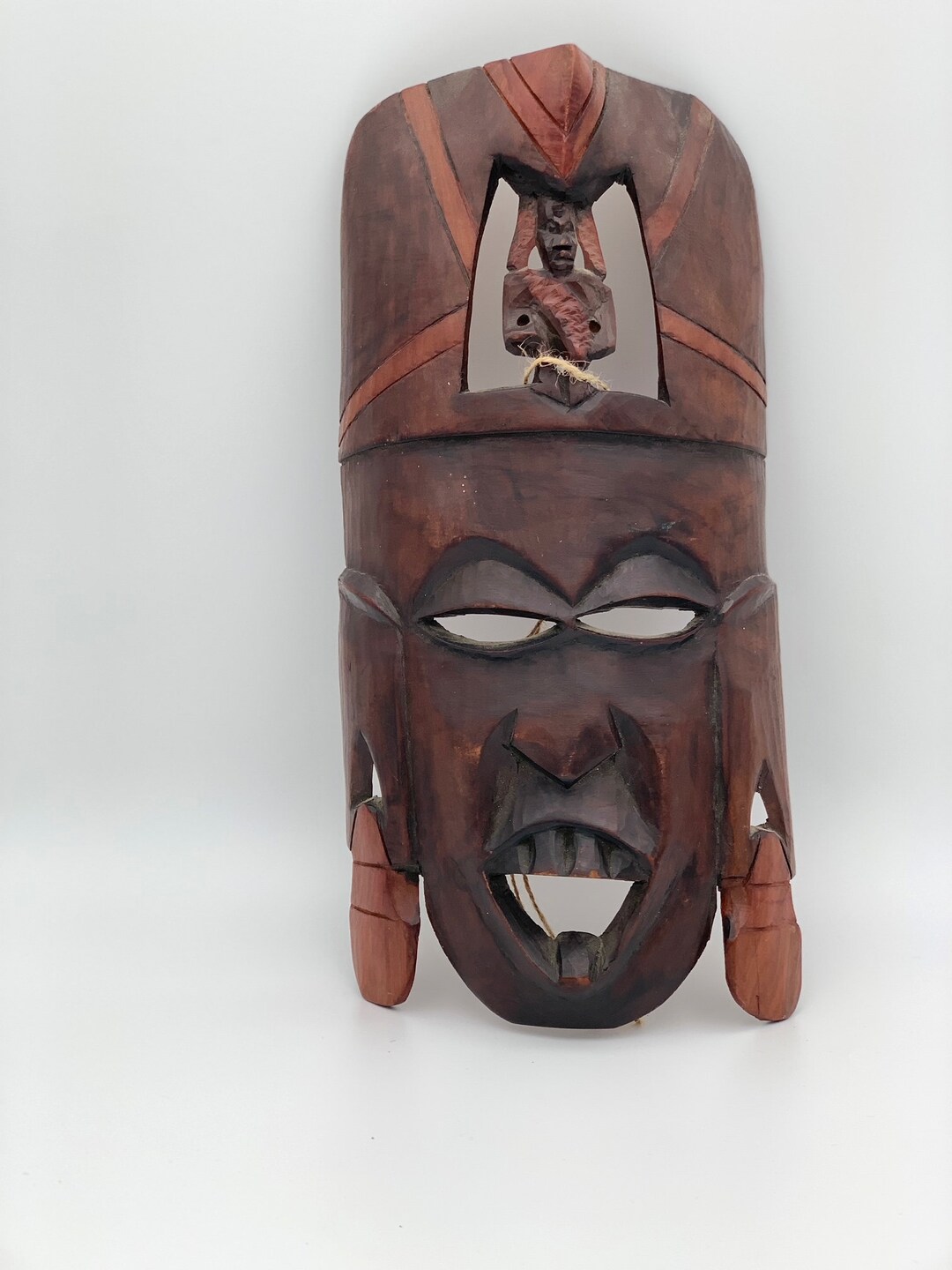 Vintage African Wall Mask, Large Wooden Handmade African Mask, Tribal ...