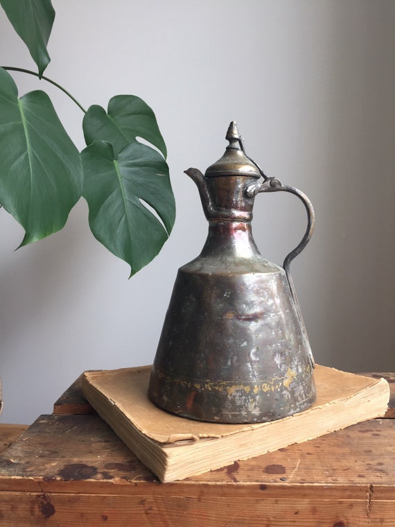 Antique Large Copper Pitcher Jug With Lid Dark Academia | Etsy