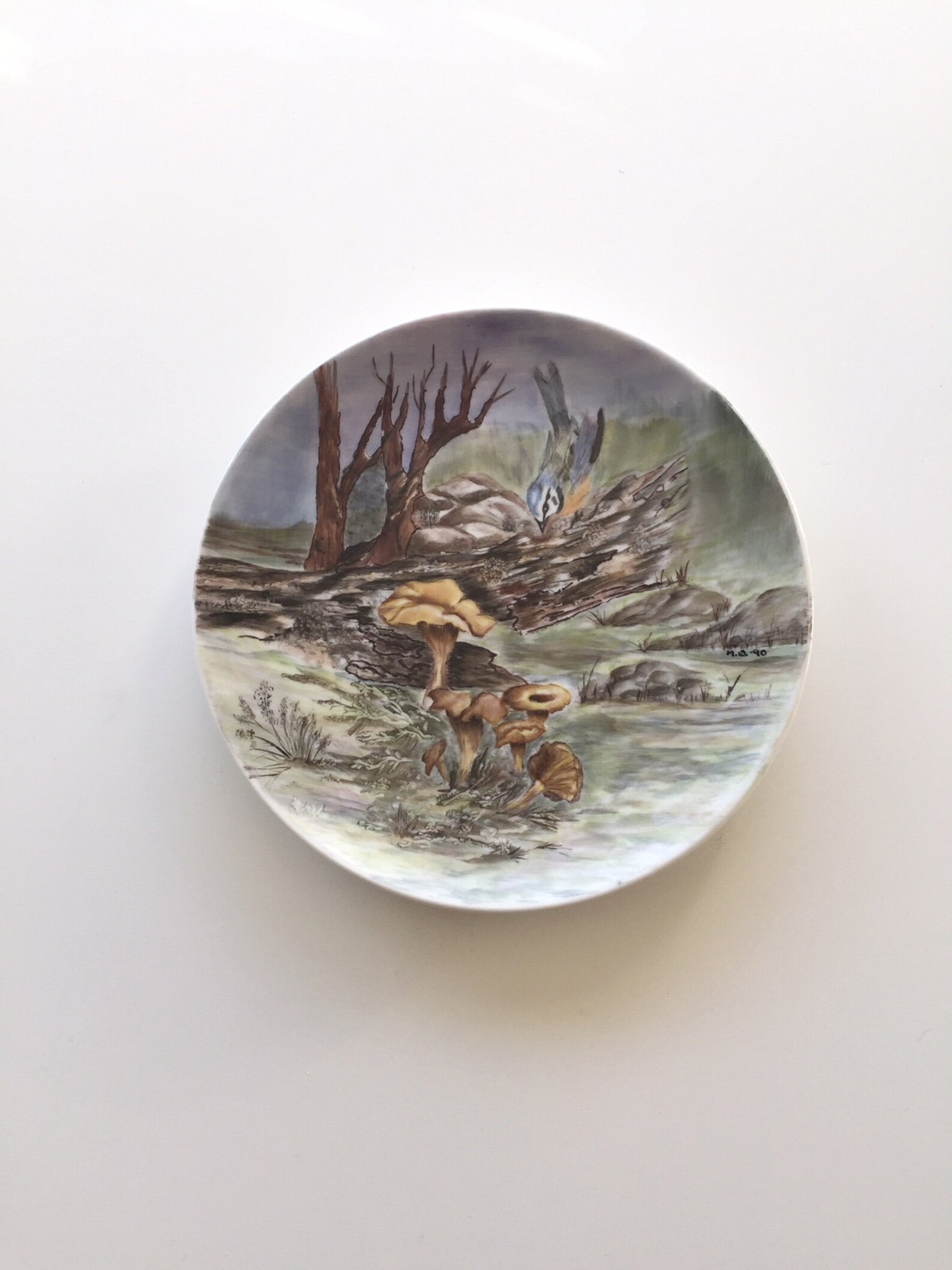 Cottagecore Ceramic Plate Mushrooms and Birds Ceramic Wall - Etsy