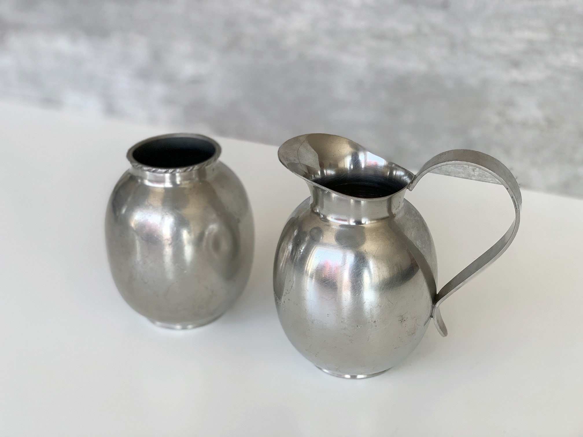 Pewter pitcher small Vintage pewter vase Pewter bud vase Made in Norway ...