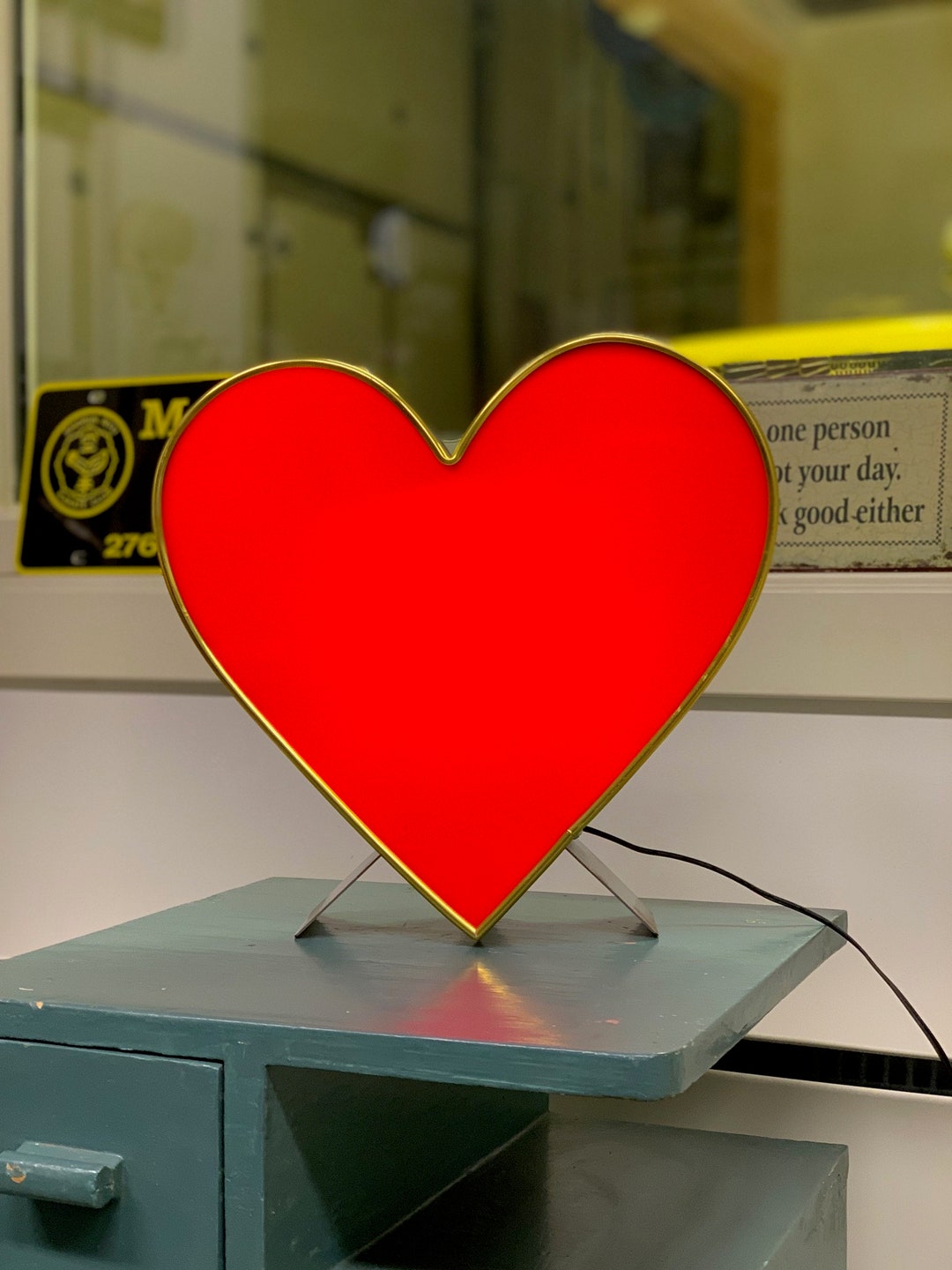 Heart Shaped Lamp Red Heart Handmade Lamp Pop Art Syle Red - Etsy