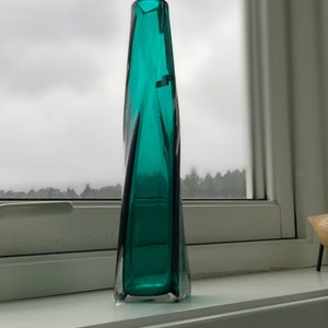 Green Glass Twisted Vase Norwegian Glass Vase Magnor - Etsy