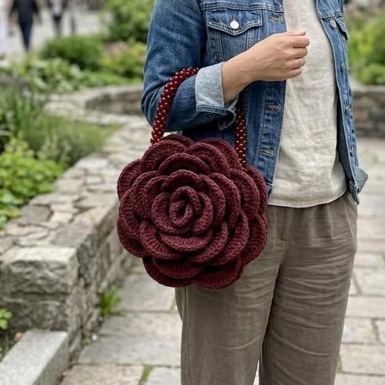 Crochet Rose Handbag Pattern – Beginner Floral Bag Tutorial (PDF ...