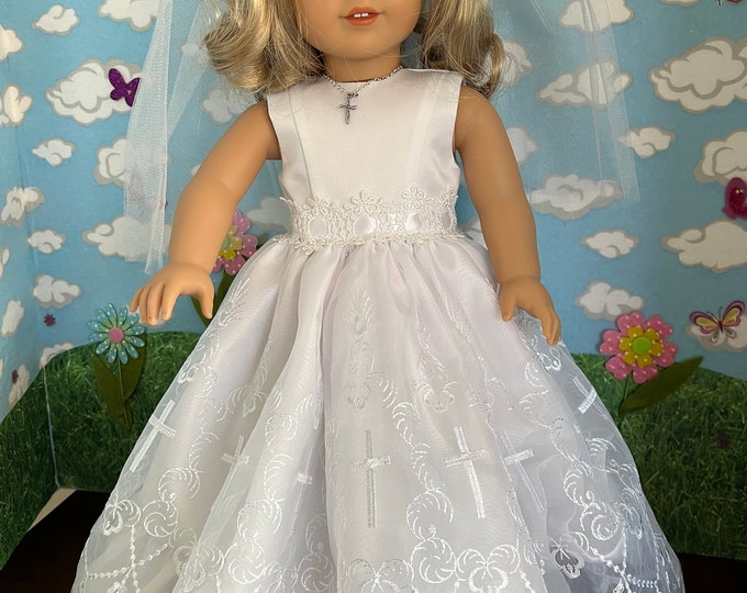 First Communion Dress for 18 Inch Doll Like American Girl Doll, Free ...