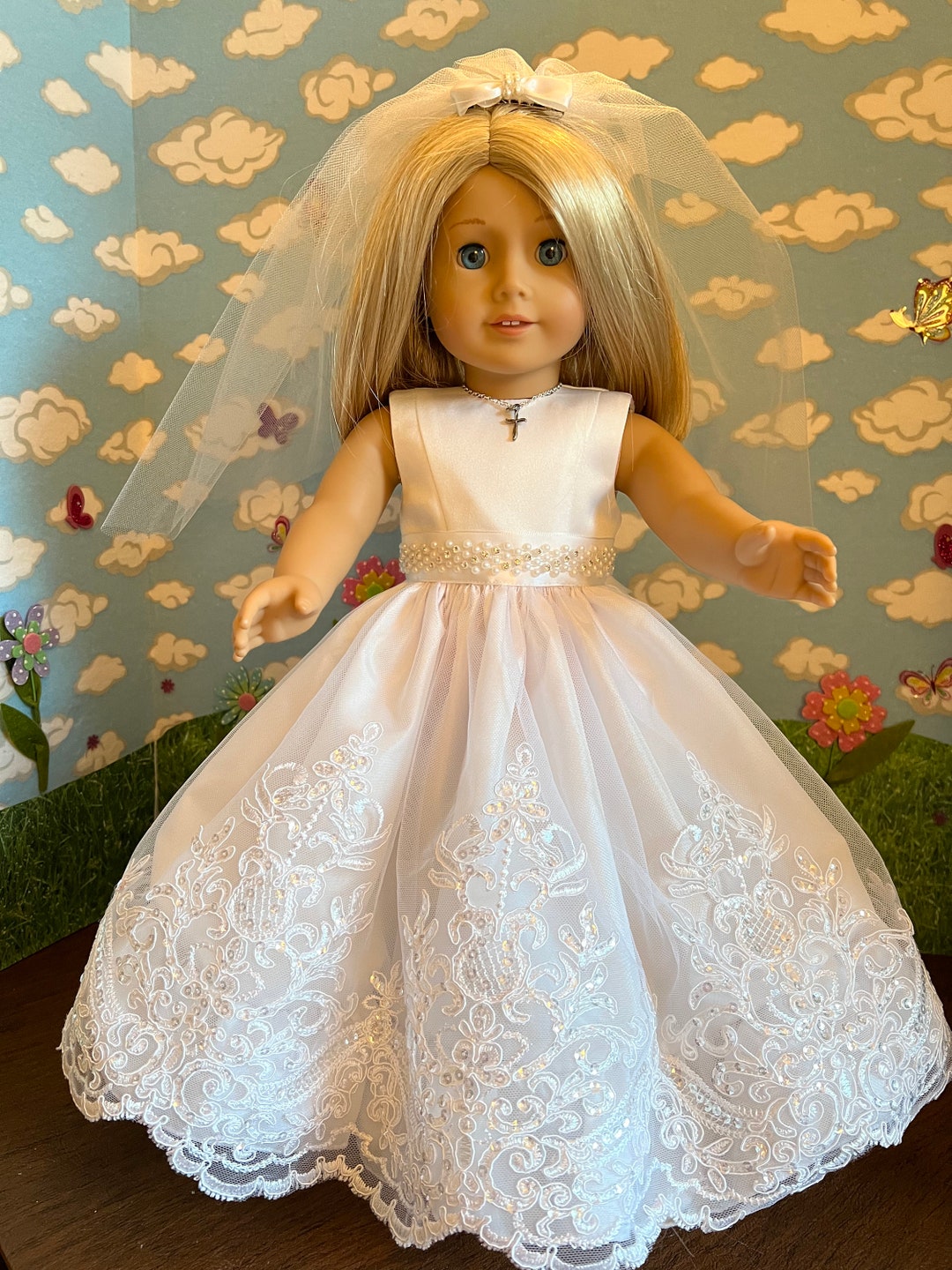 First Communion Dress for 18-inch Doll Like American Girl, Free ...