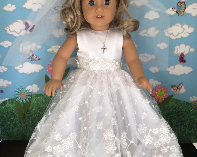 First Communion Dress for 18 Inch Doll Like American Girl Doll, Free ...
