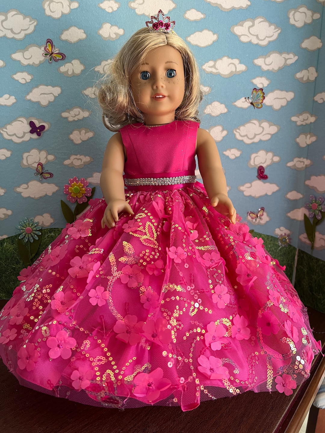 Quinceanera, Prom, Princess Hot Pink Gown for 18 Inch Doll Like ...