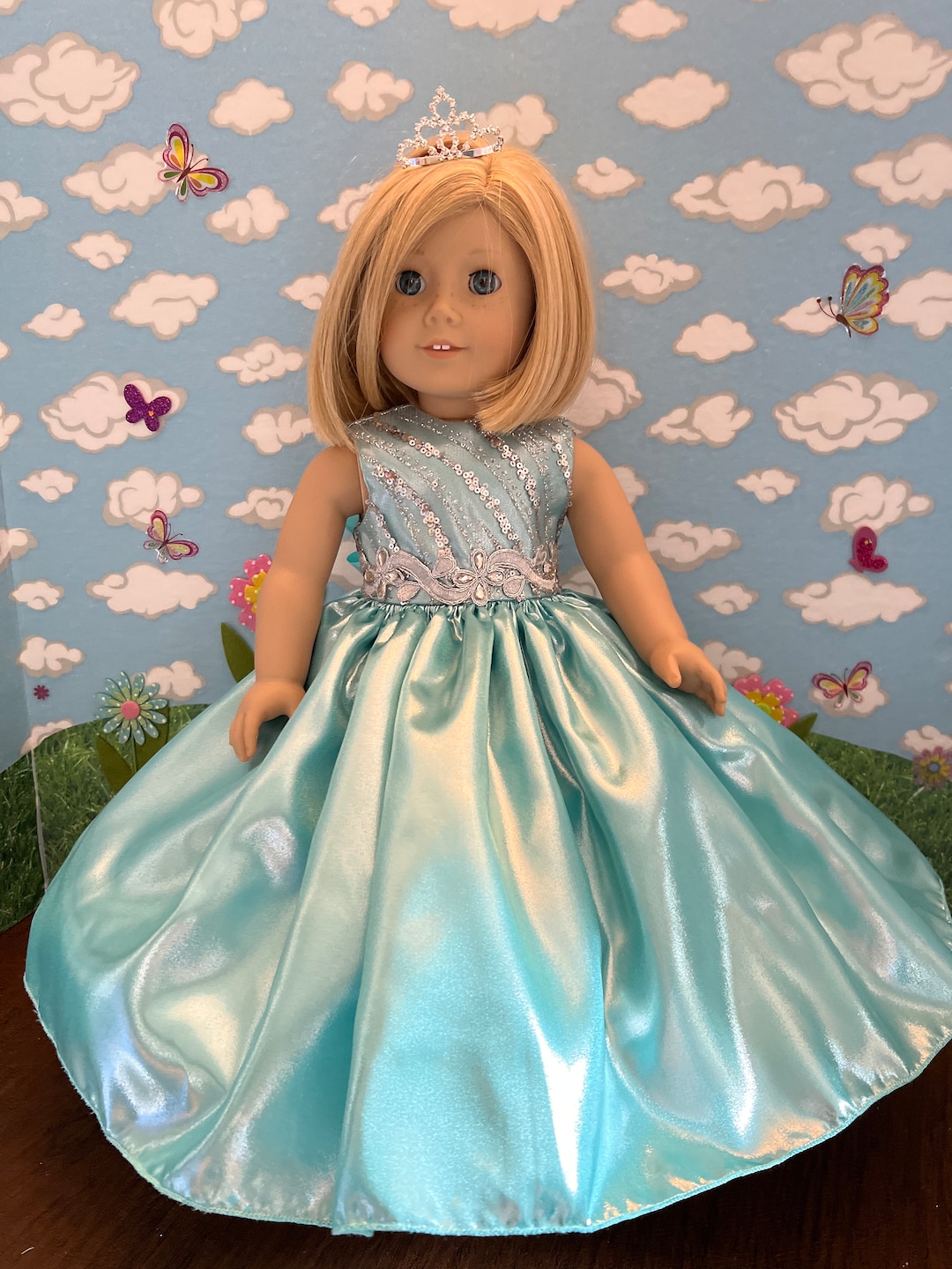 Quinceanera Doll Dress, Prom, Princess Gown Teal, Fits 18 Inch Dolls ...