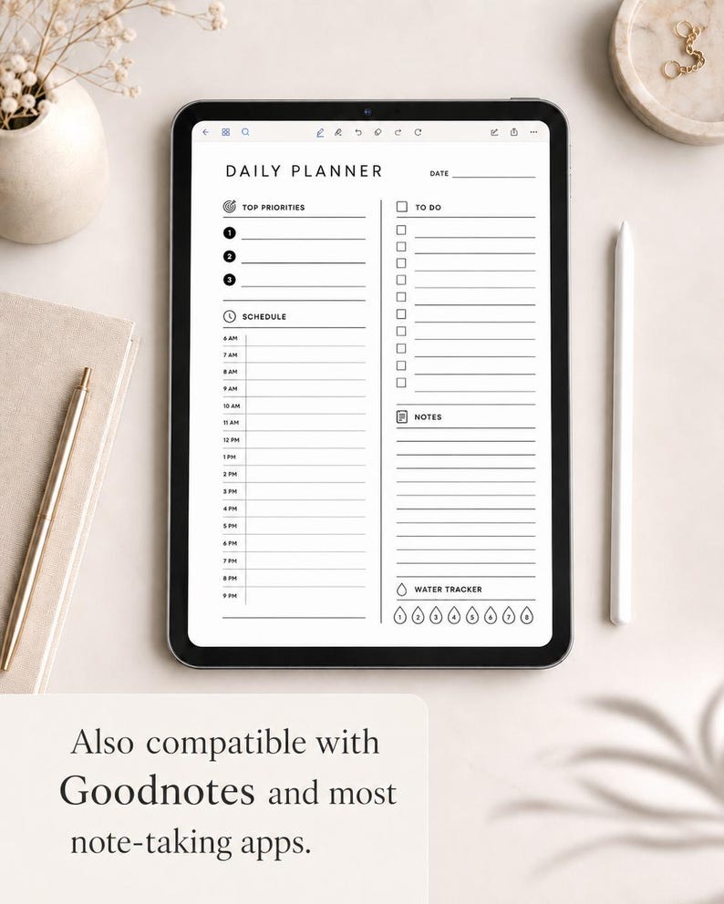 Simple Black Daily Planner Printable, Minimalist Diary Page Insert, to ...