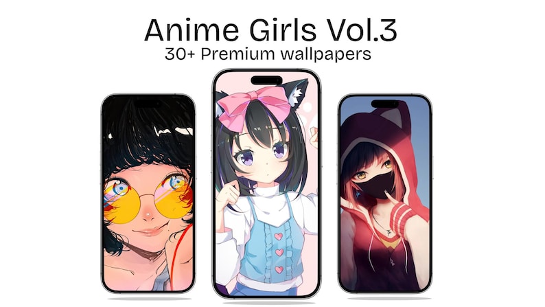 Anime Girls Wallpaper Pack Vol.3 | Dark Phone Bundle (digital Download ...