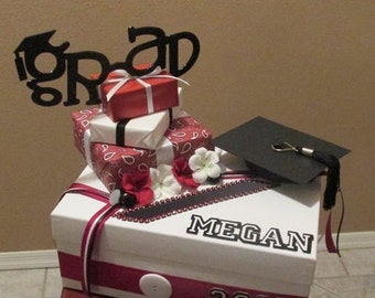 Graduation/Party Card Box with flowers and Grad | Etsy