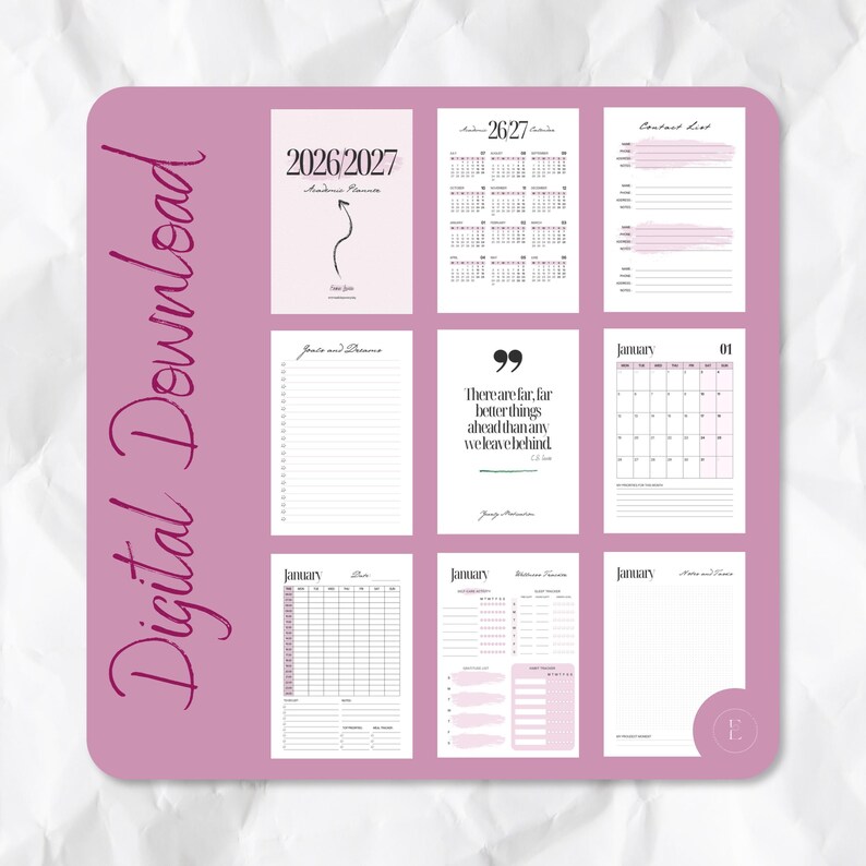 A4 Academic 50+ Page Planner Printable | Annual/monthly Calendar ...