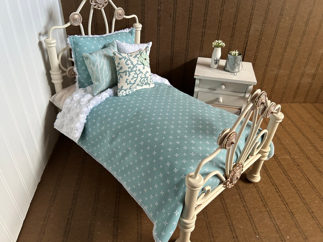 Minky Doll Beding, Aqua/ With Reversible White Minky, Fits American ...