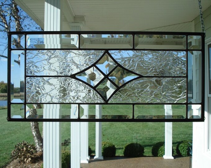 Stained Glass Window Transom Panel Bevels and Textured Clears - Etsy