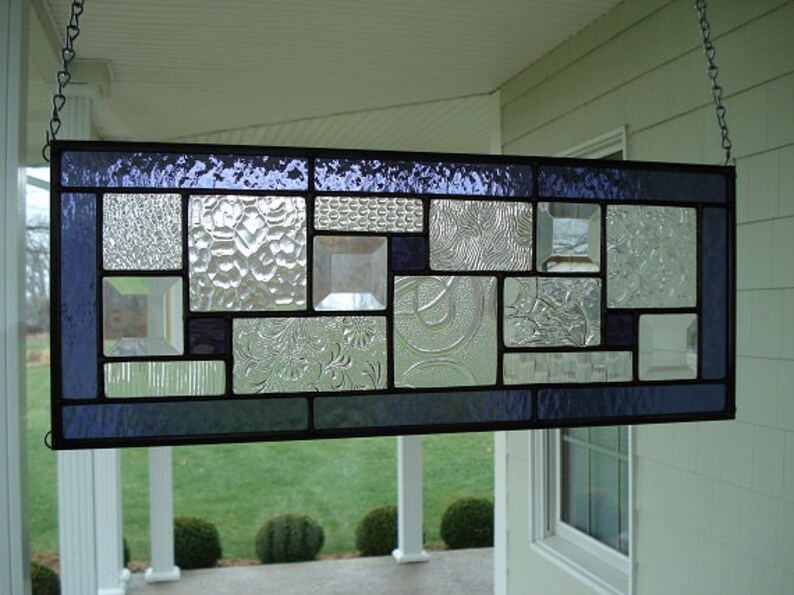 Stained Glass Window Panel with Purple Textured Clears and | Etsy